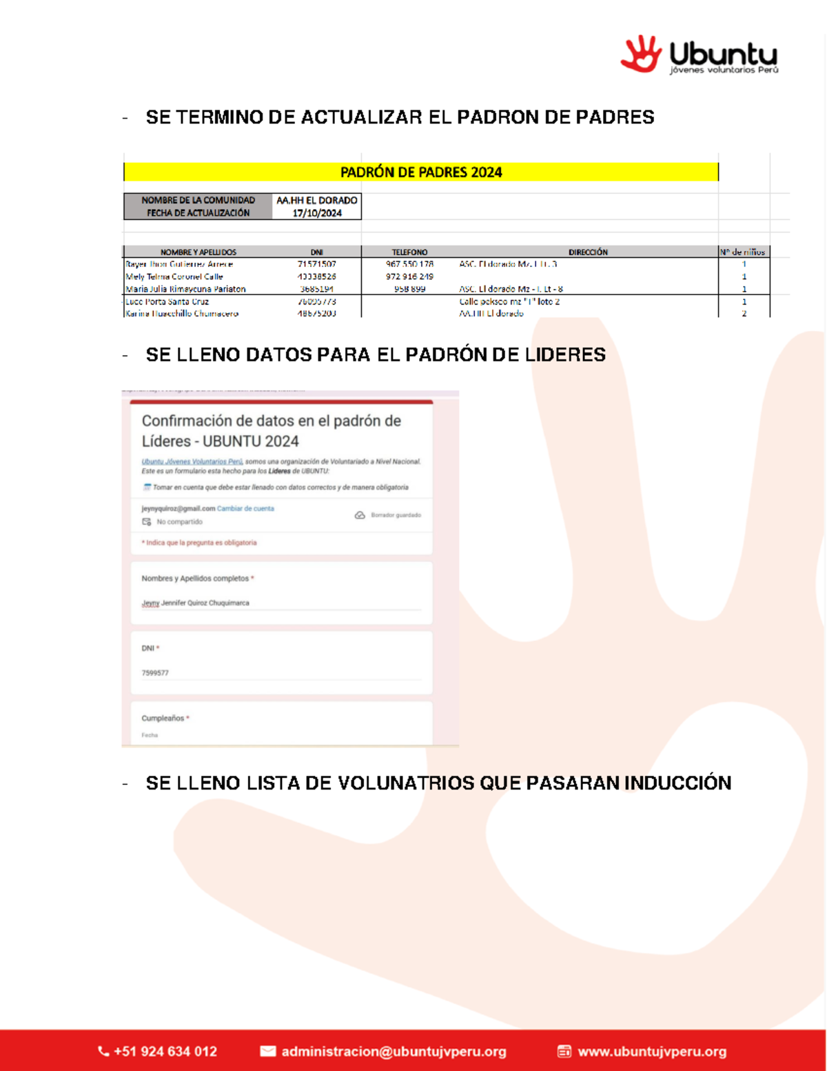 Reporte 24 10 2024 Te Servira Se Termino De Actualizar El Padron De Padres Se Lleno Datos