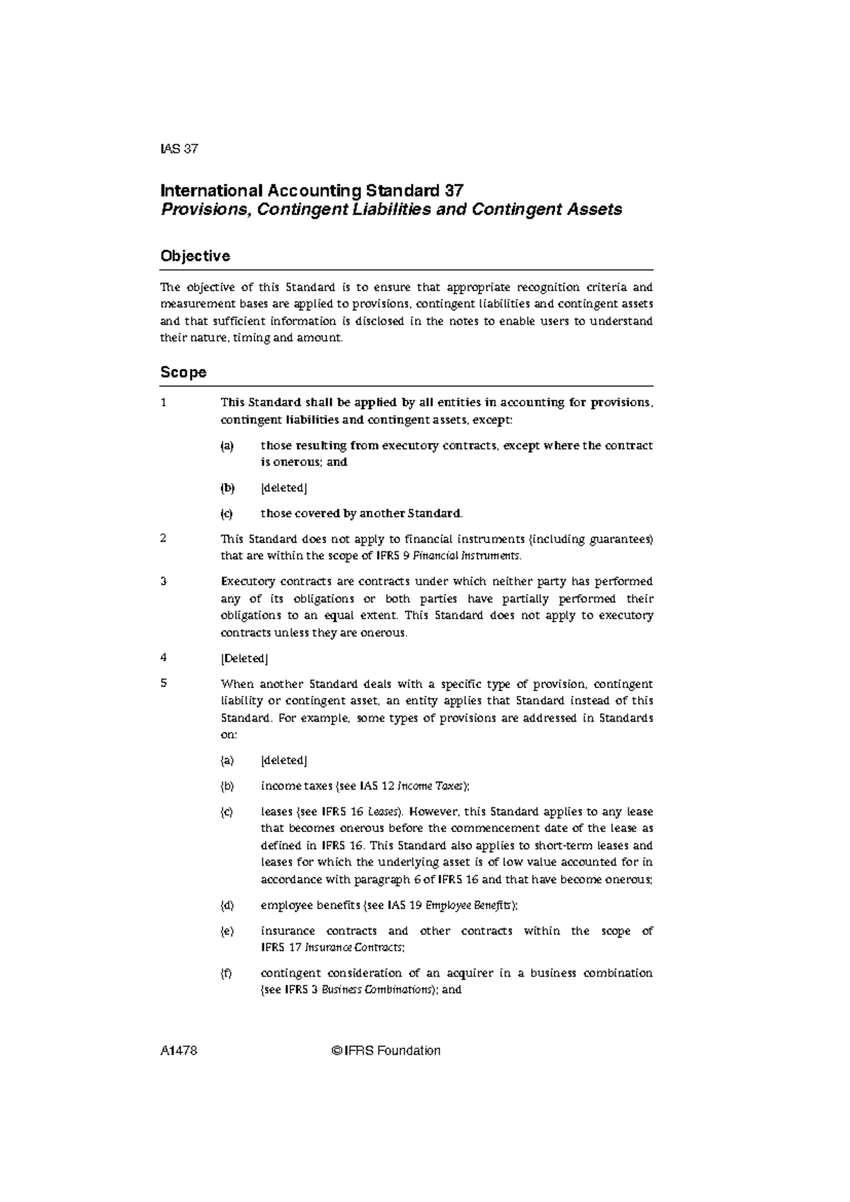 Ias 37 - N/A - International Accounting Standard 37 Provisions ...