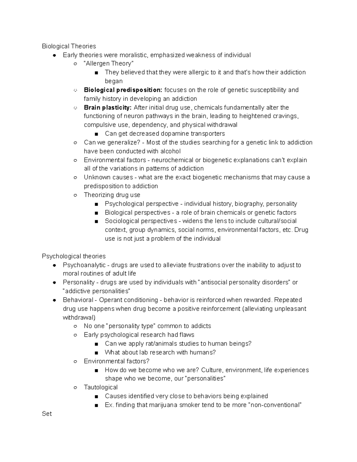 LAS Notes - Dr. Sarah Whetstone - Biological Theories Early theories ...