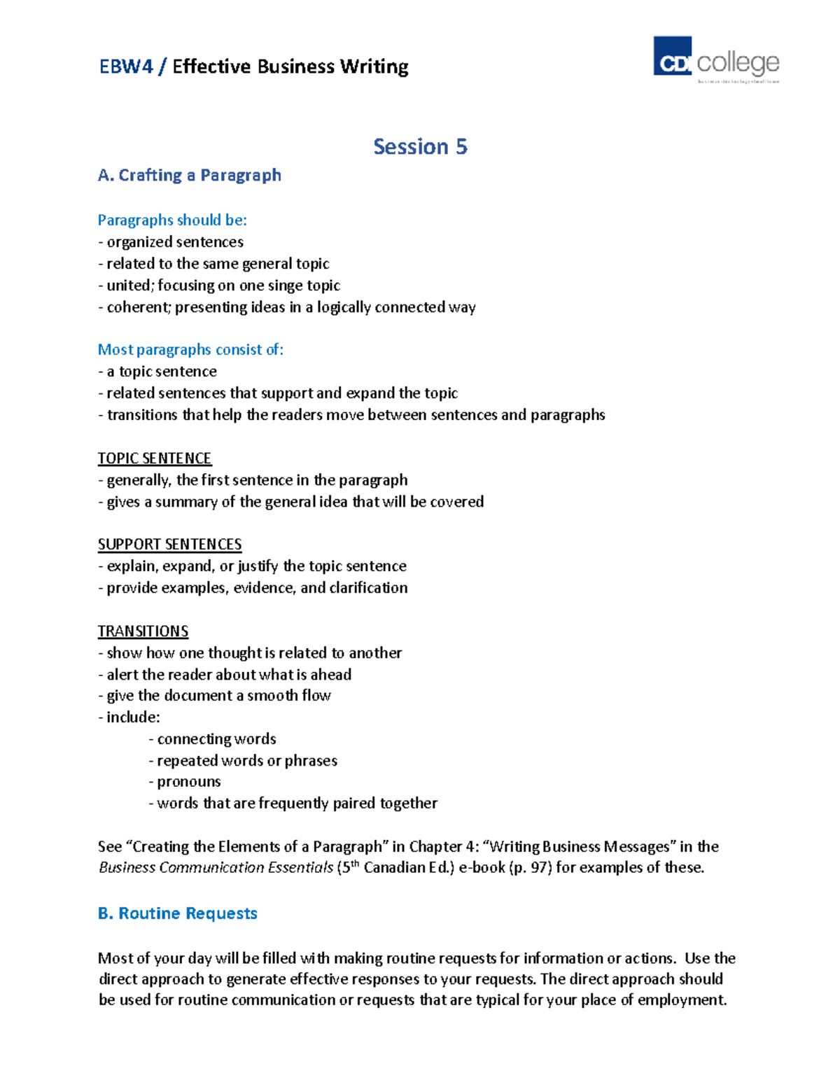 EBW4 v1-1 Session 5 Handout 2023-0809 - Session 5 A. Crafting a ...