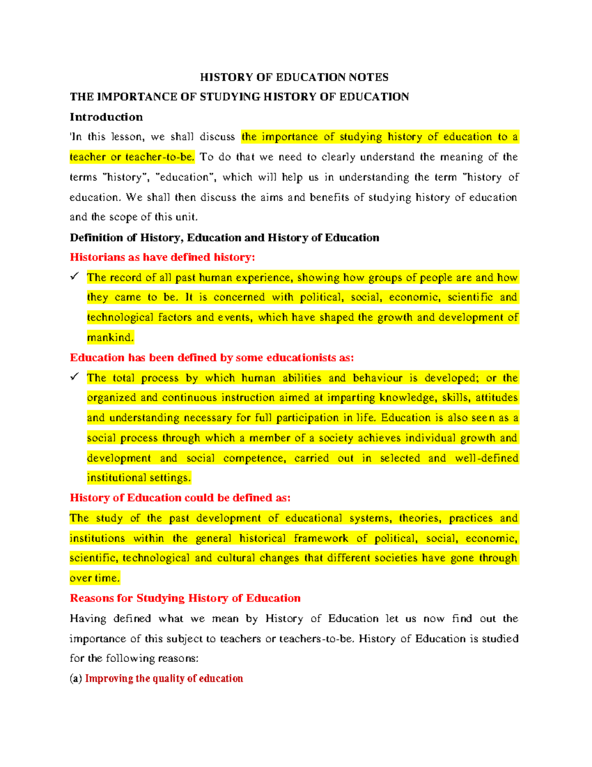 Lecture ONE Notes - it consists of research that i made. - HISTORY OF ...