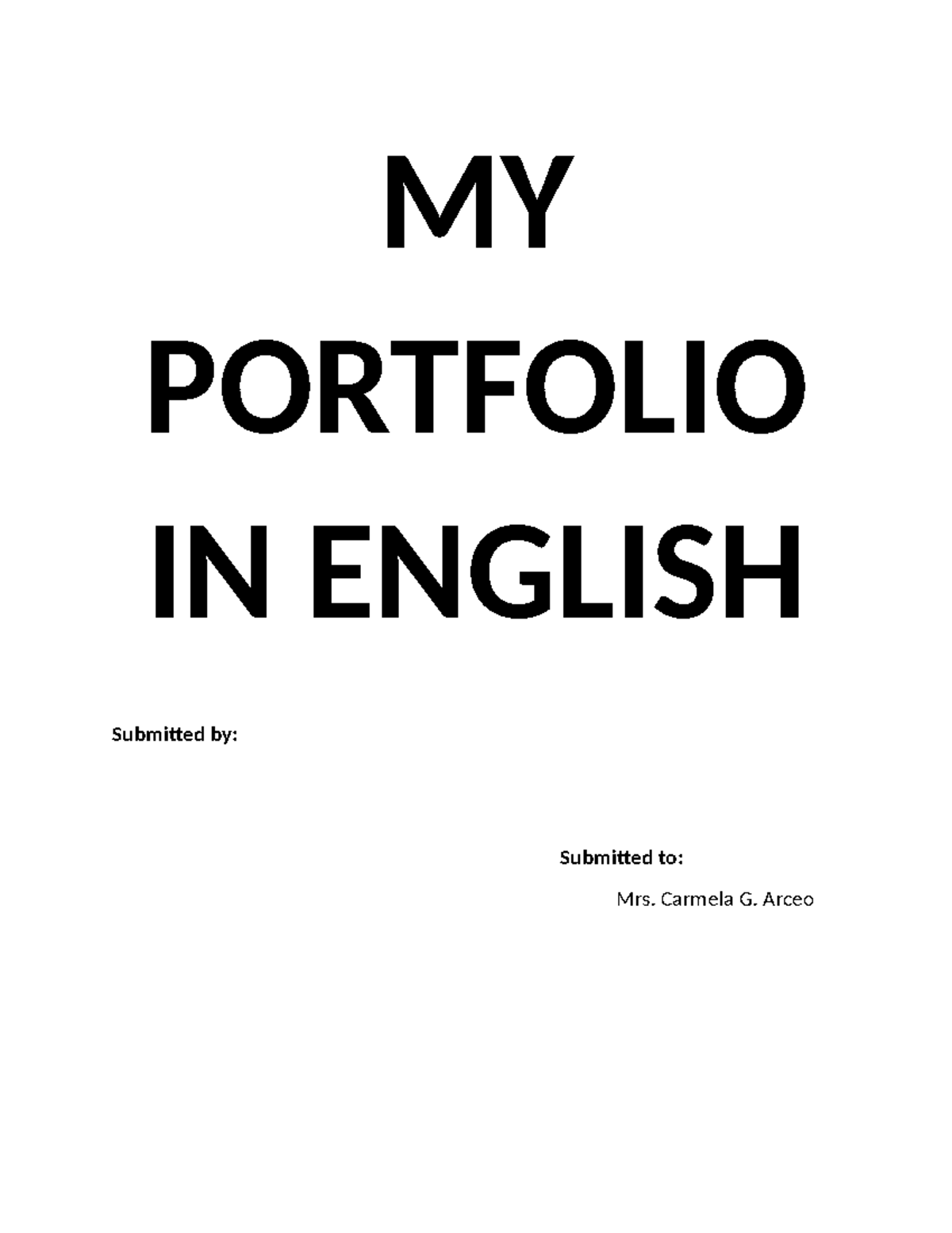 MY Portfolio IN English - MY PORTFOLIO IN ENGLISH ####### Submitted by ...