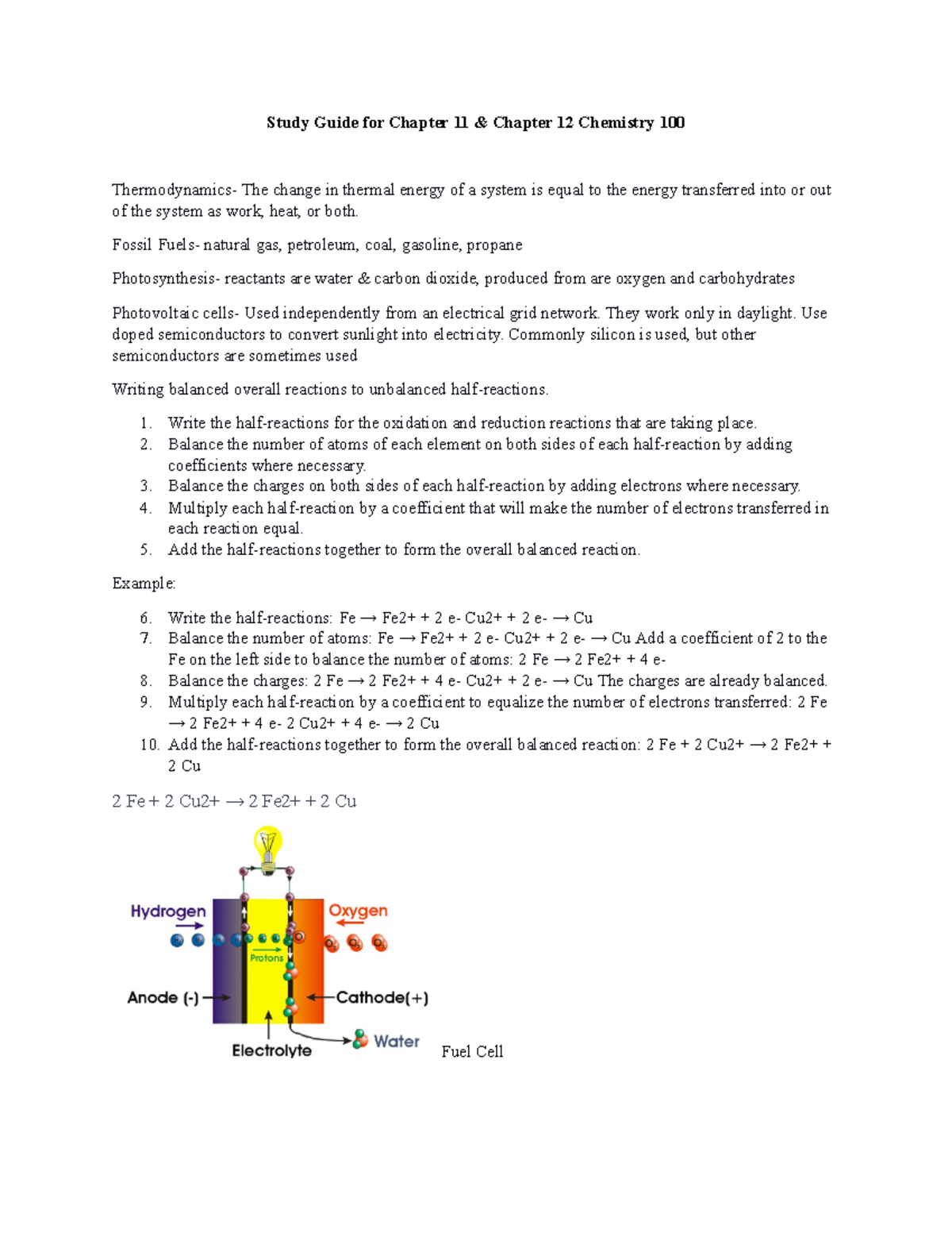 Chem100 Study guide Ch11 Ch12 - Study Guide for Chapter 11 & Chapter 12 ...