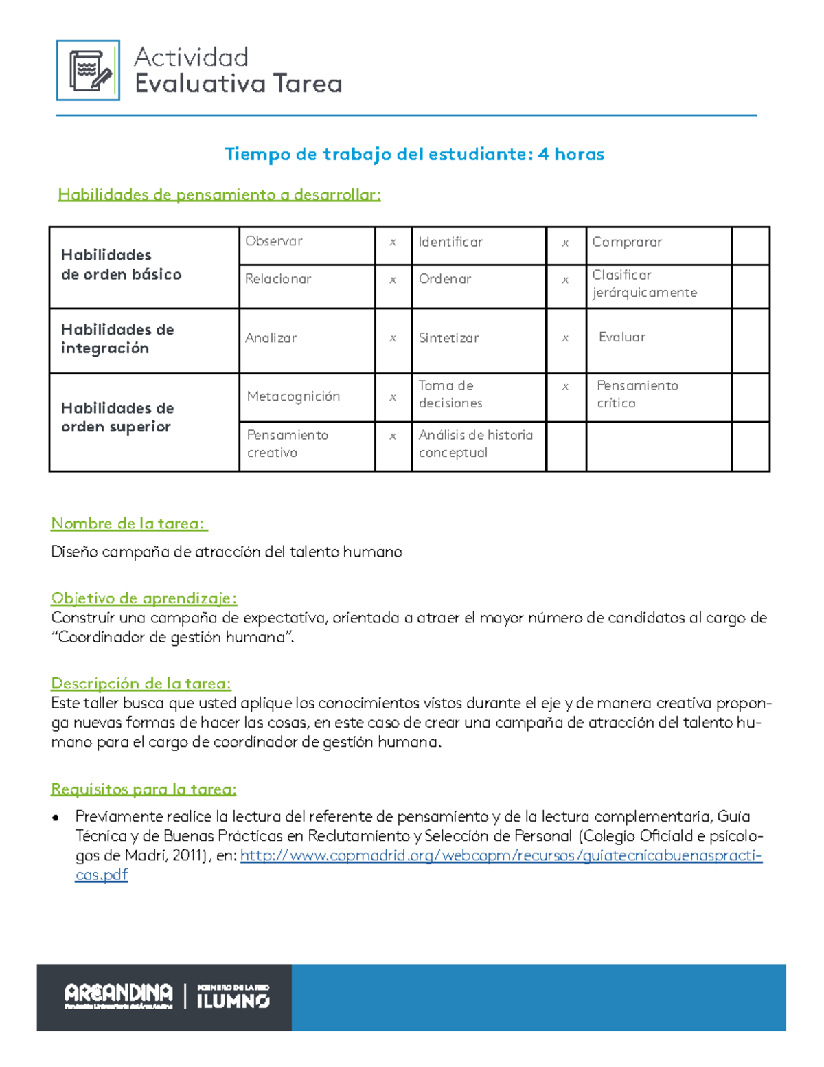 Tarea eje3 - trabajo 2 - Actividad Evaluativa Tarea Nombre de la tarea ...