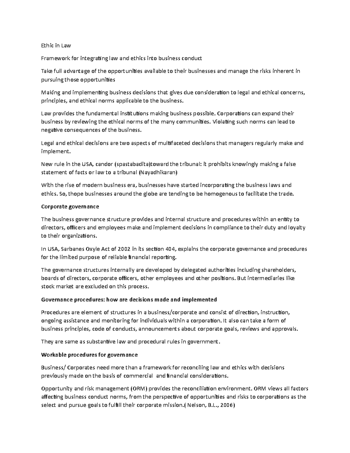 Ethics in Law - Ethic in Law Framework for integrating law and ethics ...