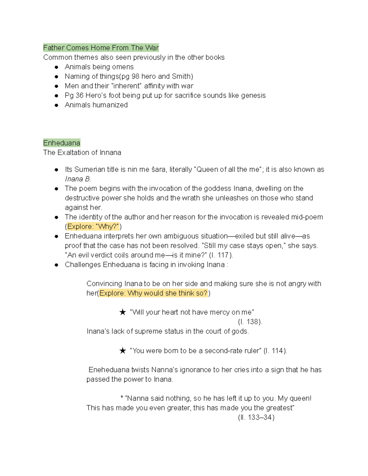 Lit Hum Midterm Prep - Father Comes Home From The War Common themes ...