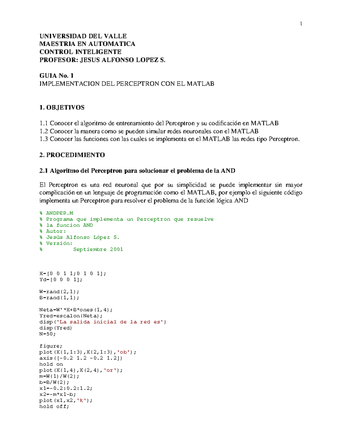 17729119-Taller 1-Matlab - UNIVERSIDAD DEL VALLE MAESTRIA EN AUTOMATICA ...