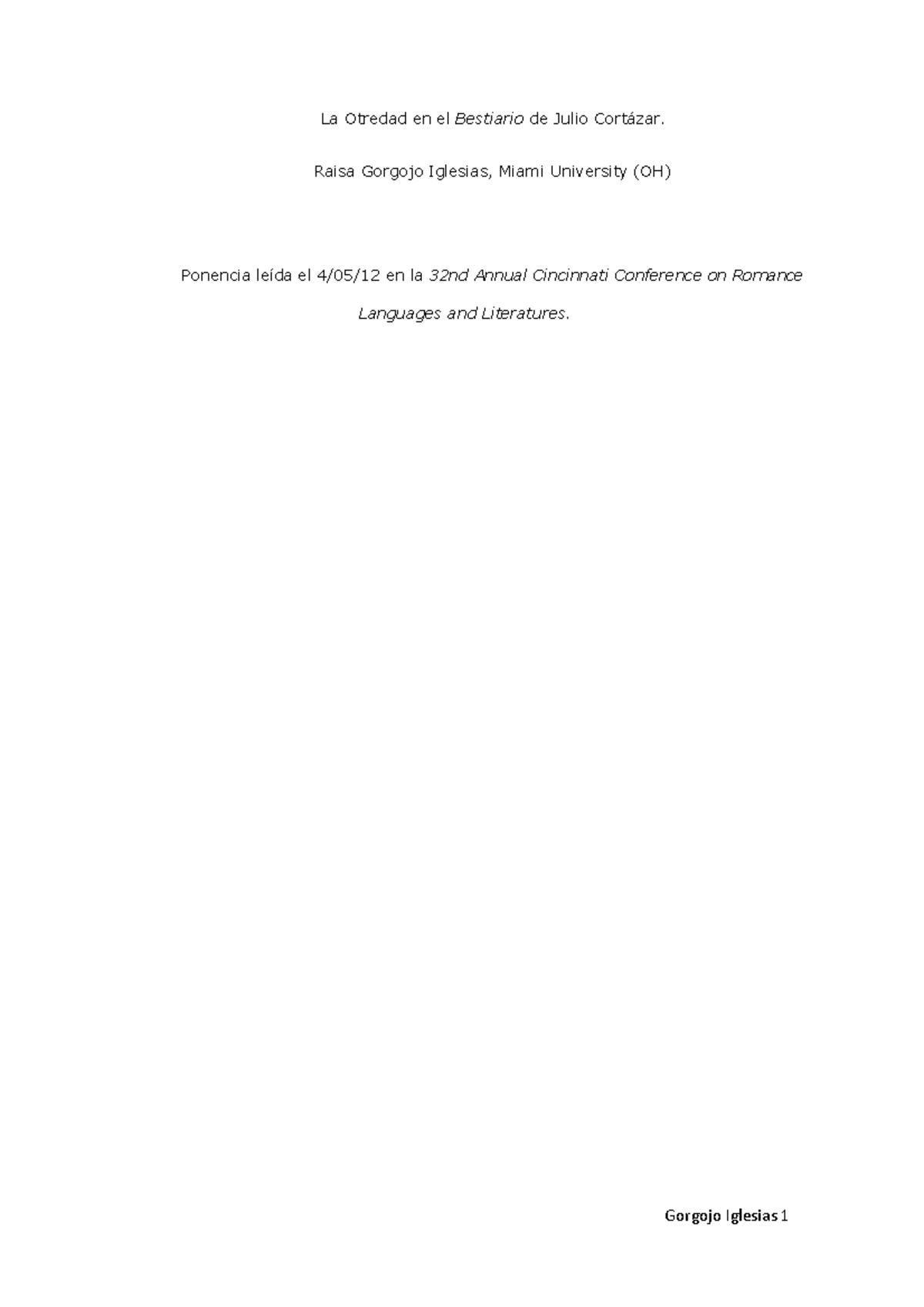 La Otredad en el Bestiario de Julio Cort - Raisa Gorgojo Iglesias ...