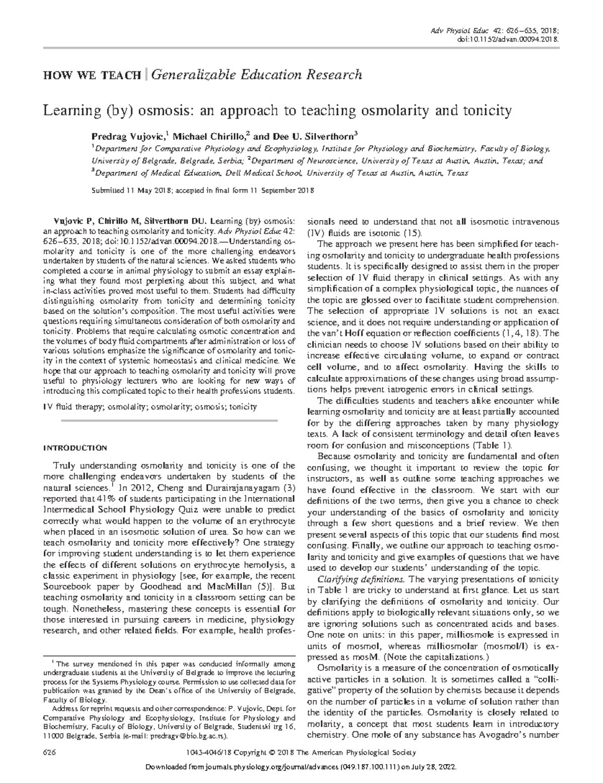 Learning by Osmosis - Vujovic et. al - HOW WE TEACH Generalizable ...