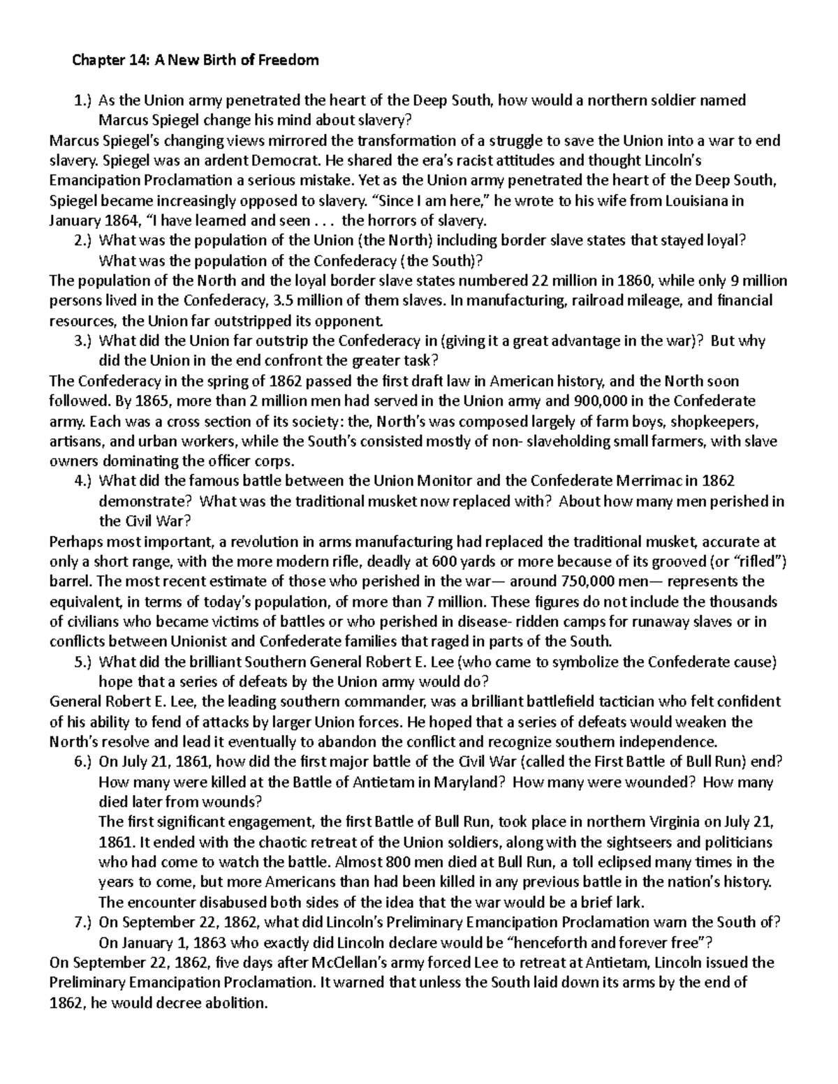 Foner 5 Ch 14 - History 1 assignments reading question answers ...