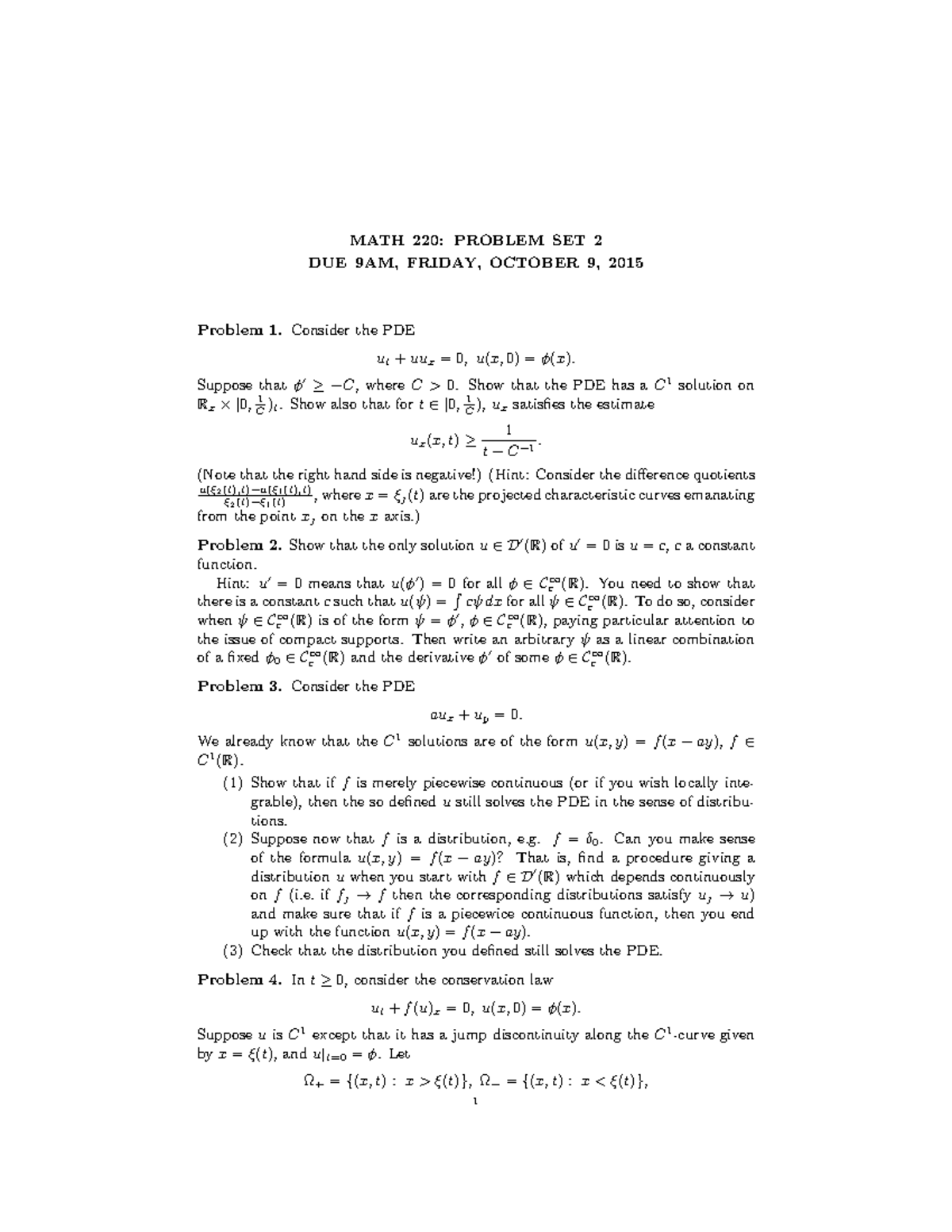 Seminar assignments - Problem set 2 - MATH 220: PROBLEM SET 2 DUE 9AM ...