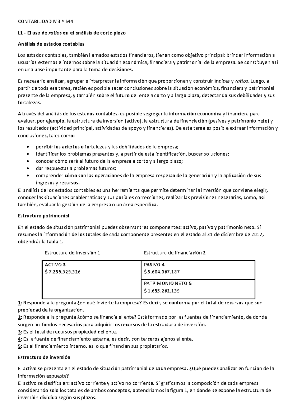 Contabilidad M3 l1 - CONTABILIDAD M3 Y M L1 - El uso de ratios en el análisis de corto plazo ...