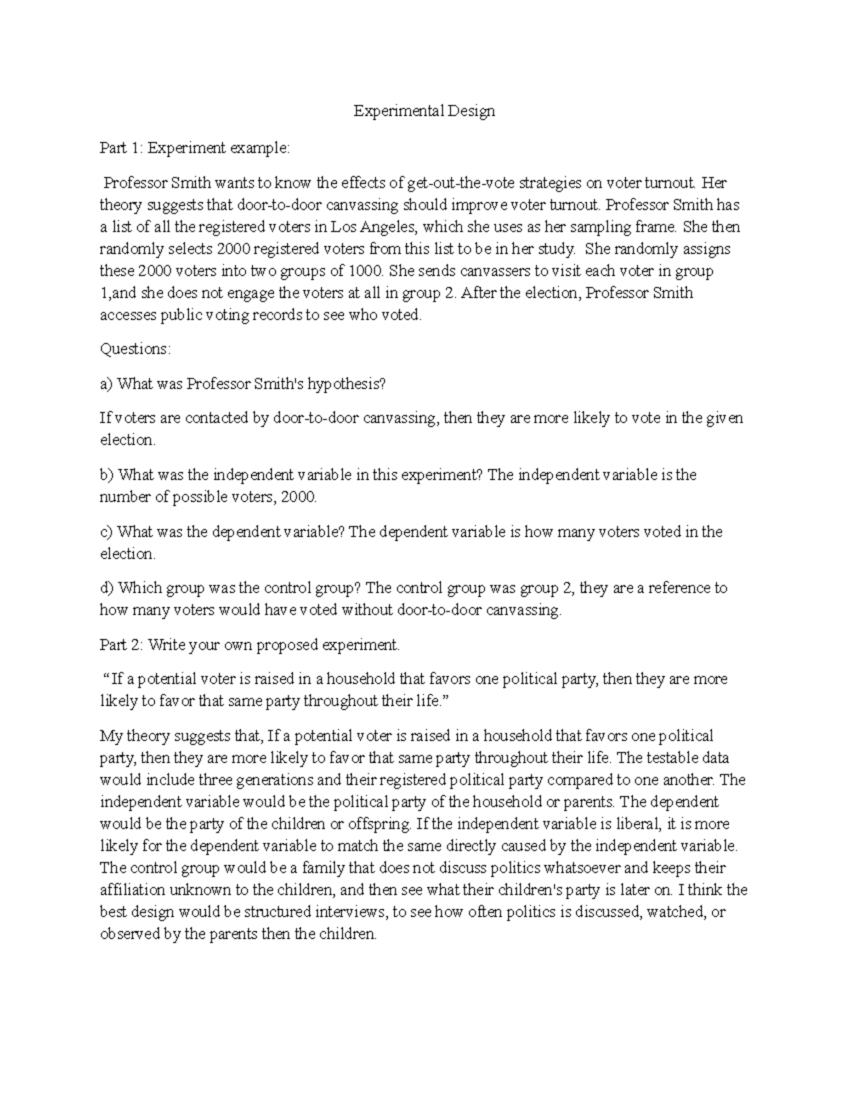 Experimental Design - Casework - Experimental Design Part 1: Experiment ...