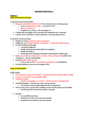EXAM 1 POP - EXAM 1 Chapter 1: Community- and Prevention-Oriented ...