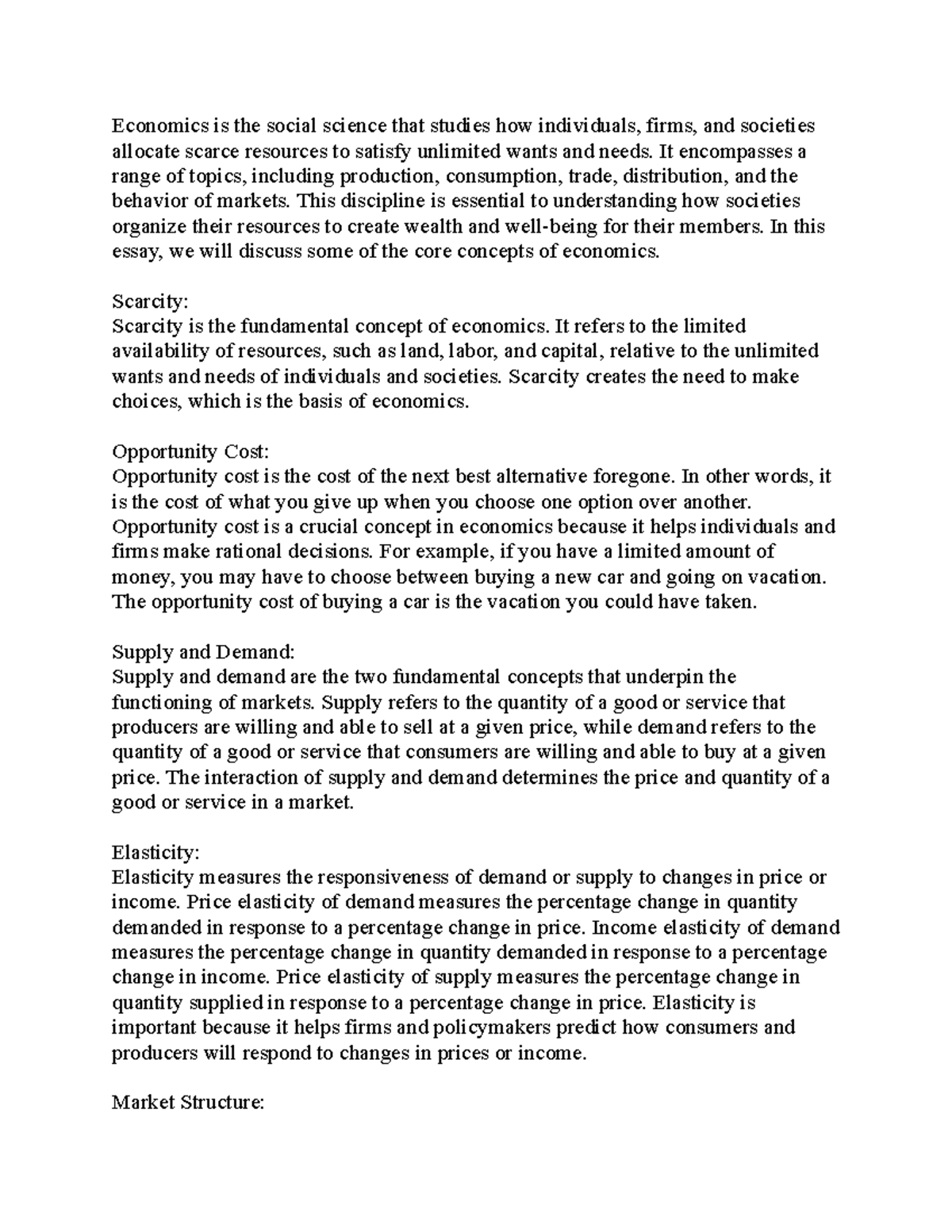 Econ Core Concepts SD notes - Economics is the social science that ...