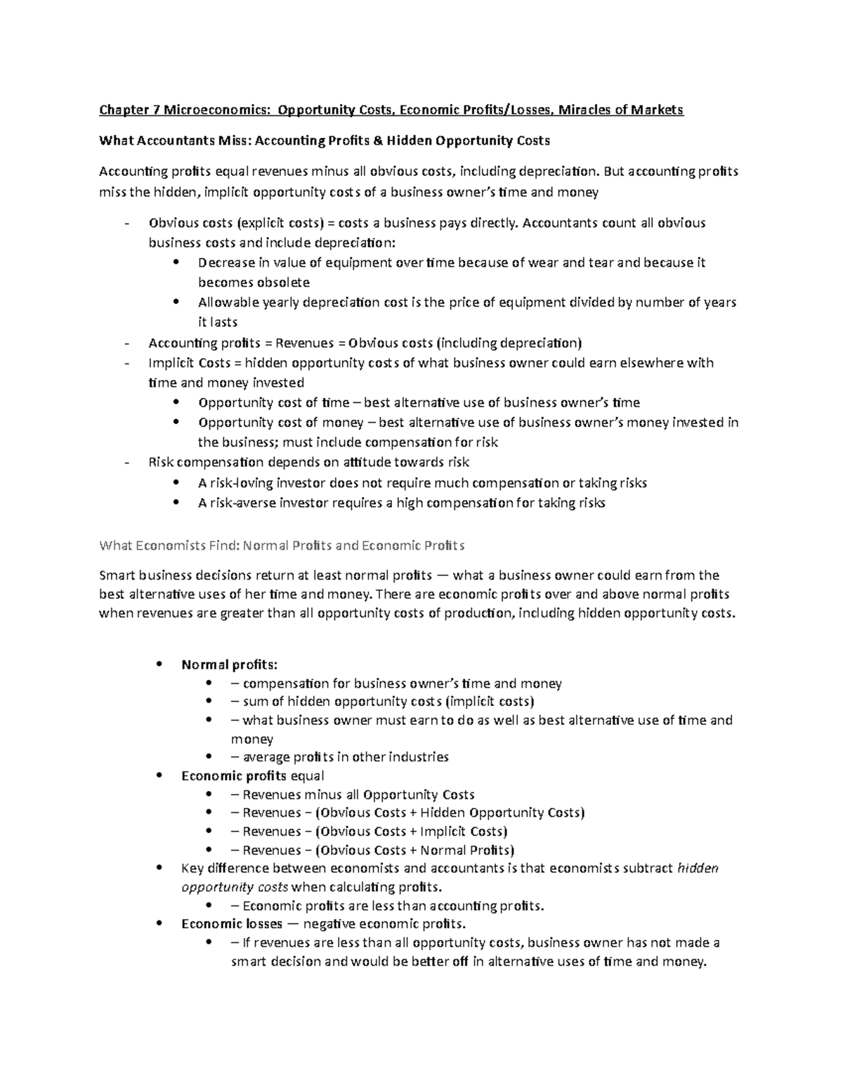 Chapter 7 Microeconomics - Chapter 7 Microeconomics: Opportunity Costs ...
