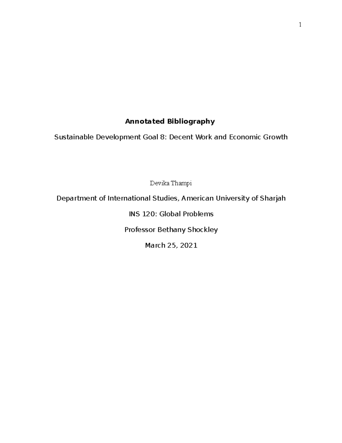 Annotated Bibliography - Annotated Bibliography Sustainable Development ...