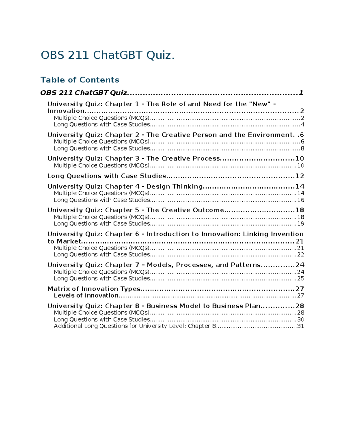 OBS 211 Chat GBT Quiz - Practise paper - OBS 211 ChatGBT - Studocu