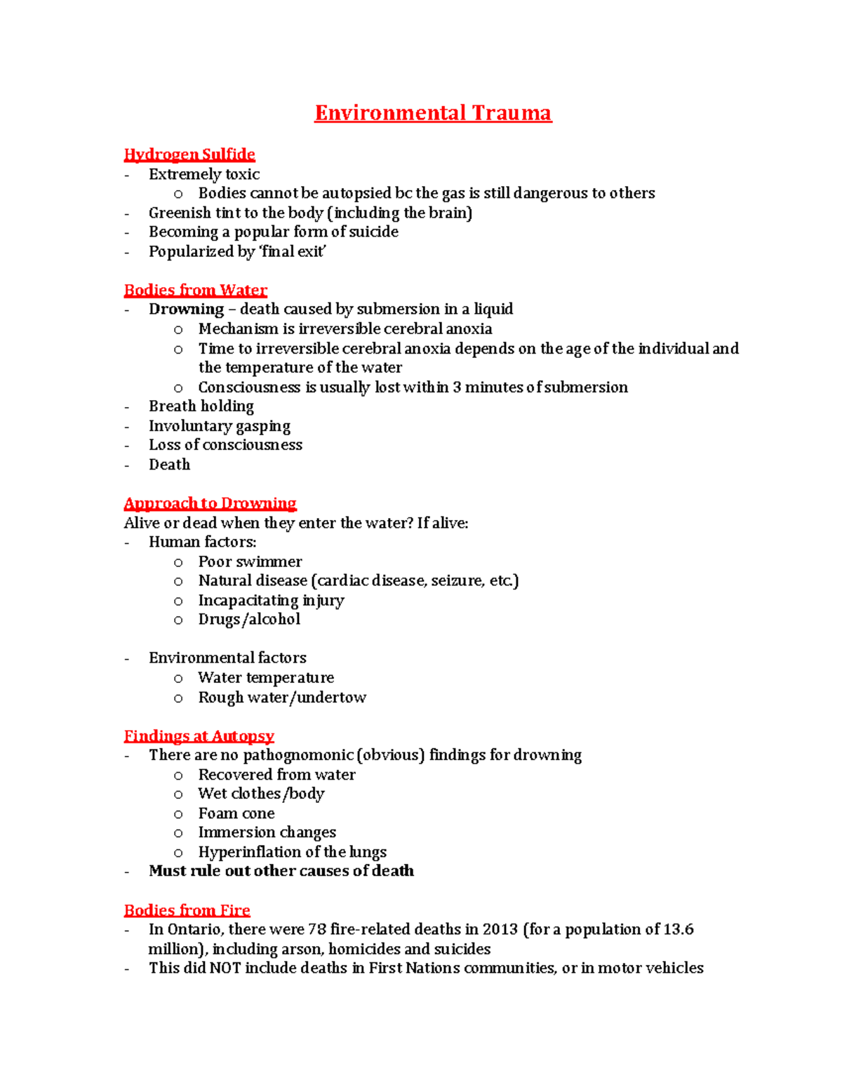 Introduction to Pathology - Lecture 11 - Environmental Trauma Hydrogen ...