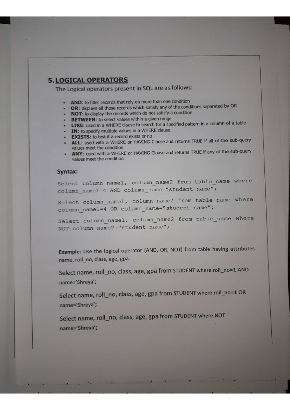 Dbms lab program 6 - Yes - Electronic Communication Engineer - Studocu