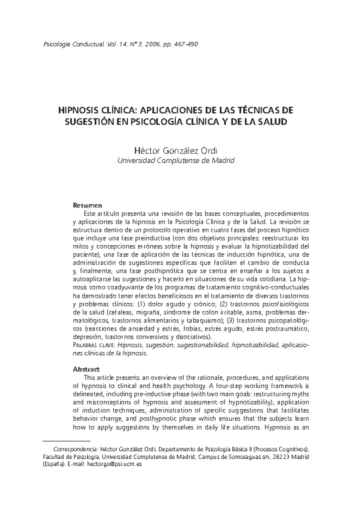 Hipnosis Clínica - Aplicaciones de las técnicas de sugestión en ...