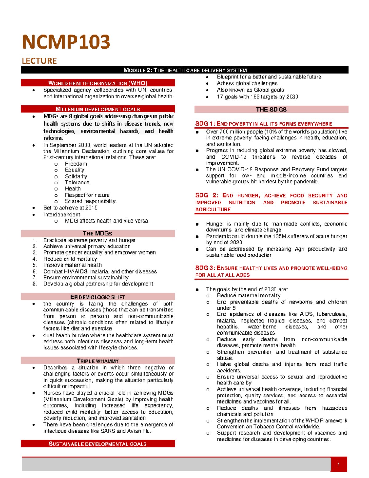 Module 2_Community Health Nursing - NCMP LECTURE MODULE 2: THE HEALTH ...