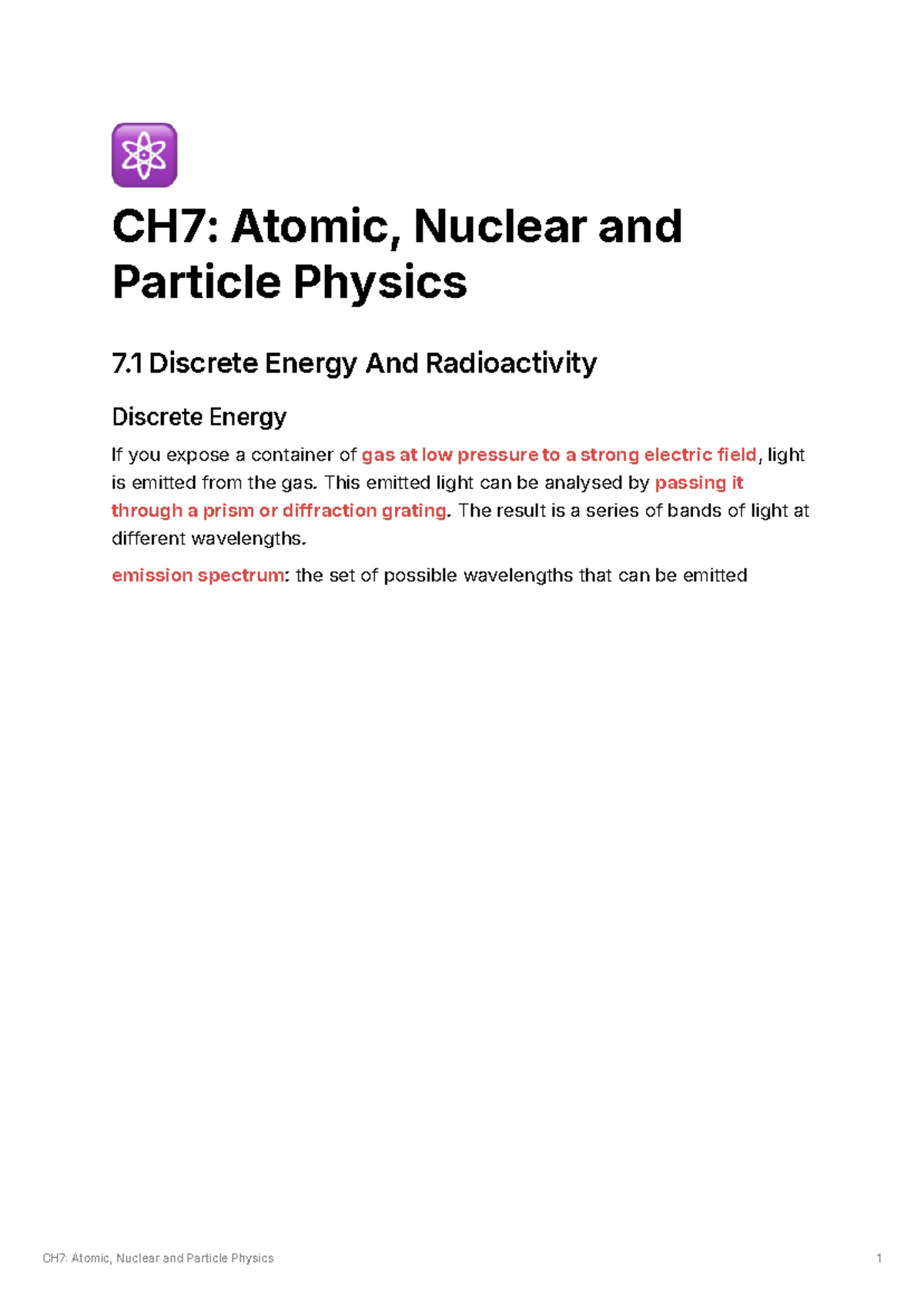 CH7 Atomic, Nuclear and Particle Physics - ⚛ CH7: Atomic, Nuclear and Particle Physics 7 ...