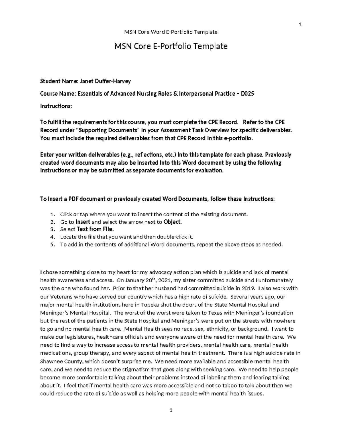 E-portfolio-Essentials of Advanced Nursing Roles and Interprofessional ...