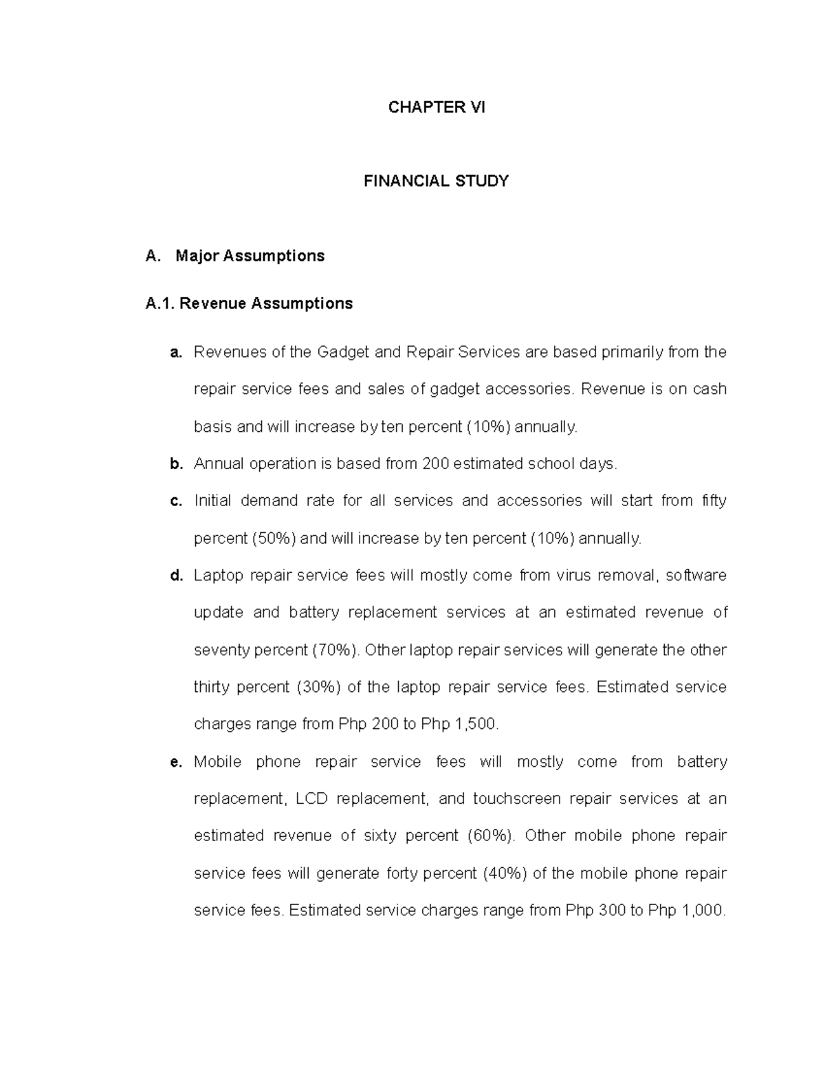 Group-5 Financial- Study - CHAPTER VI FINANCIAL STUDY A. Major ...