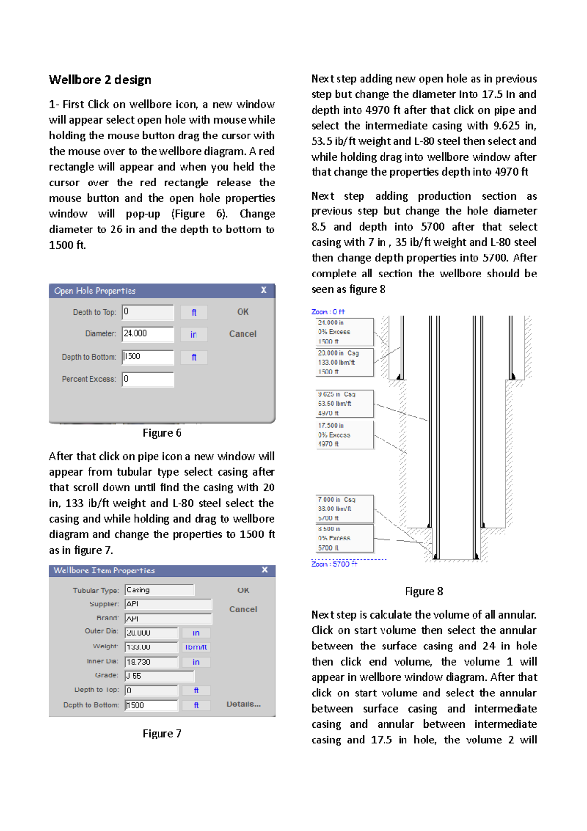 Wellbore disgin - Wellbore 2 design 1- First Click on wellbore icon, a ...