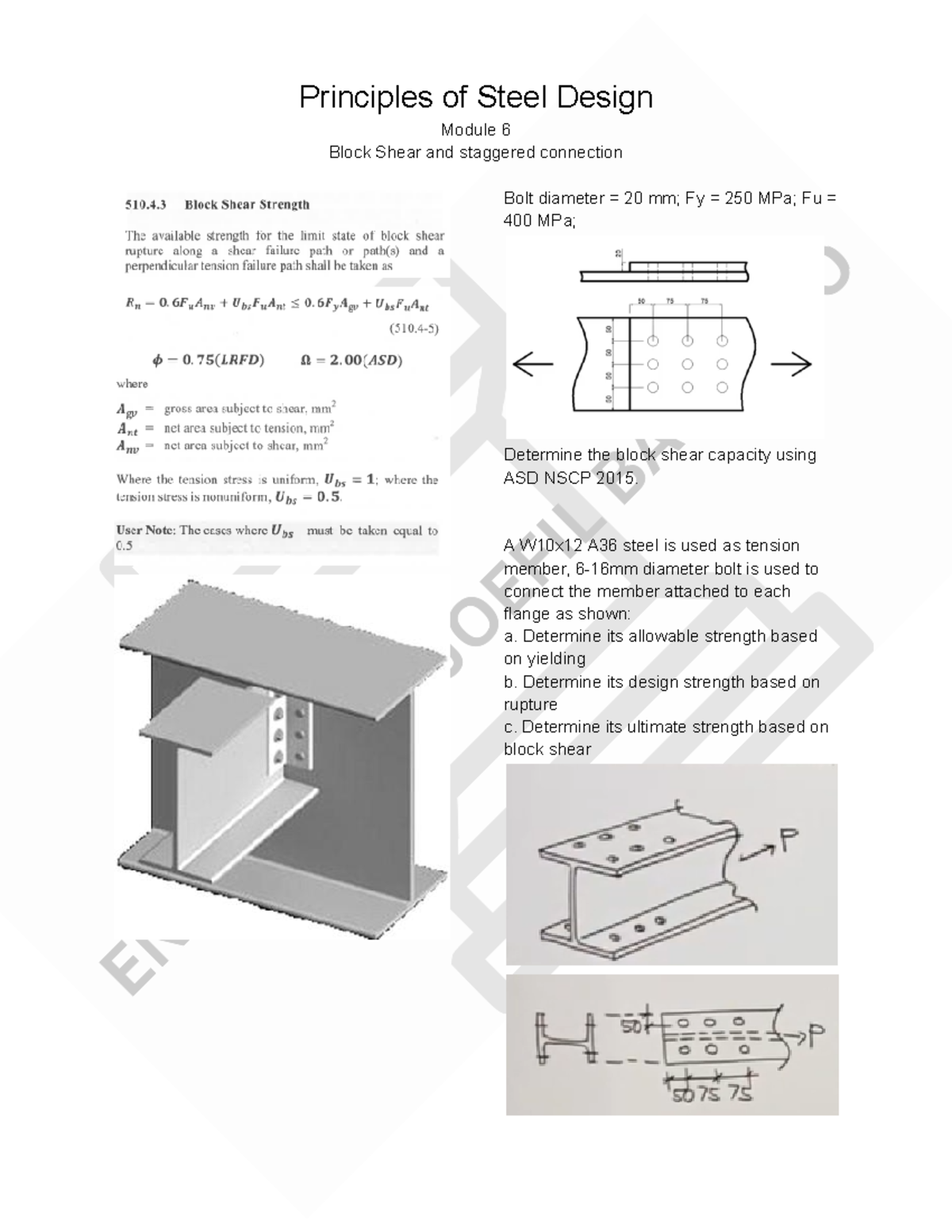 Steel Design Module 6 - N/a - Principles of Steel Design Module 6 Block ...