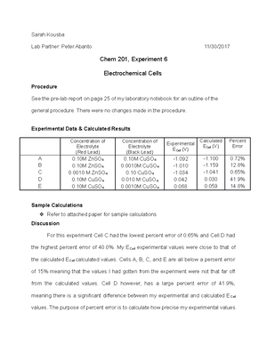 CHEM LAB 4 - chem 201 lab 4 report - Chem 201 - SDSU - Studocu