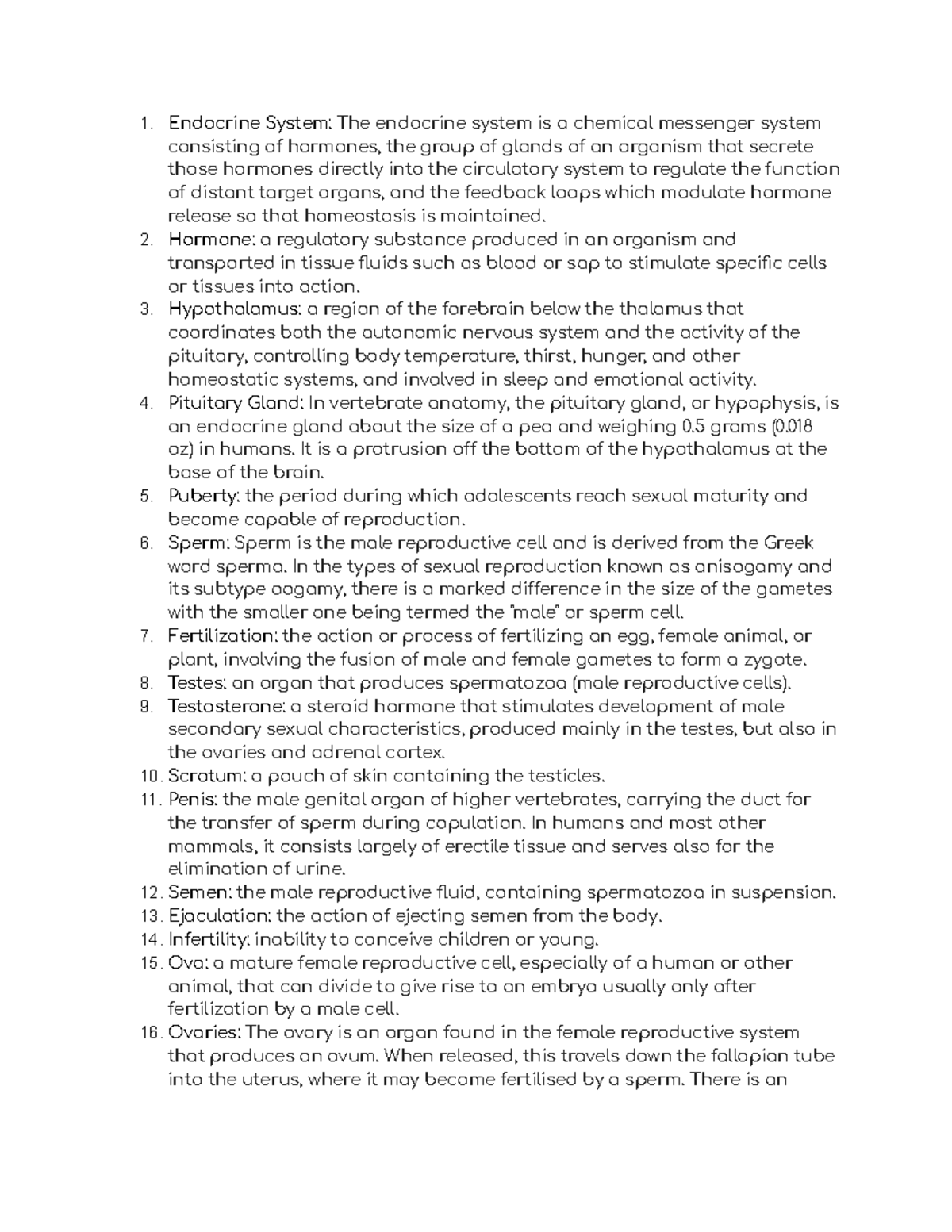 Personal Health Chapter 18 Vocabulary - Endocrine System:The endocrine ...