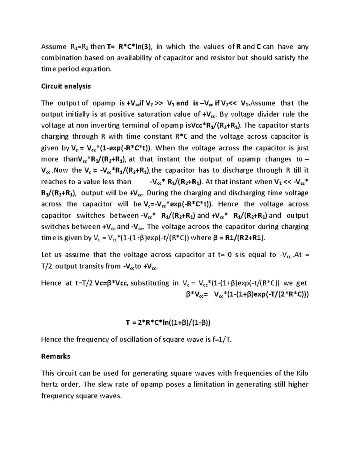 22 Astable Multivibrator Assume R 1 R 2 Then T RCln 3 In Which 22-astable-multivibrator-assume-r-1-r-2-then-t-rcln-3-in-which
