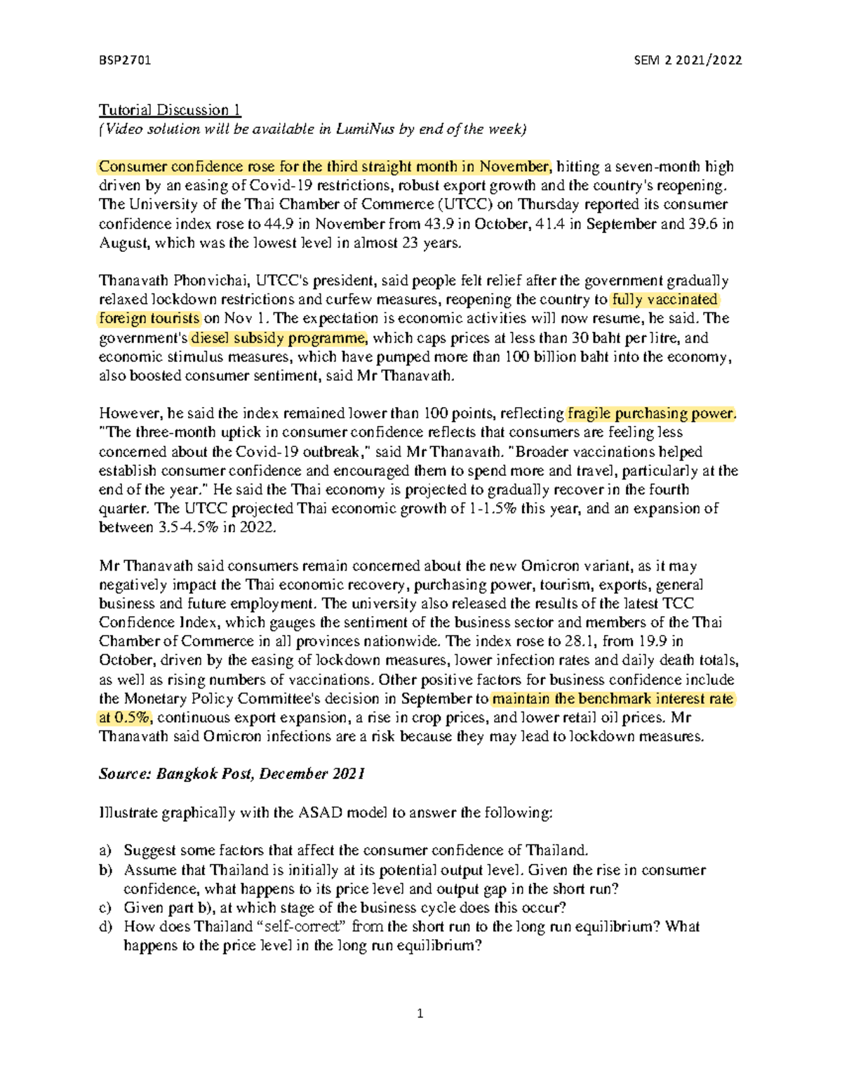 Tutorial Discussion 1 -week 3 - BSP2701 SEM 2 20 21/ 1 Tutorial ...