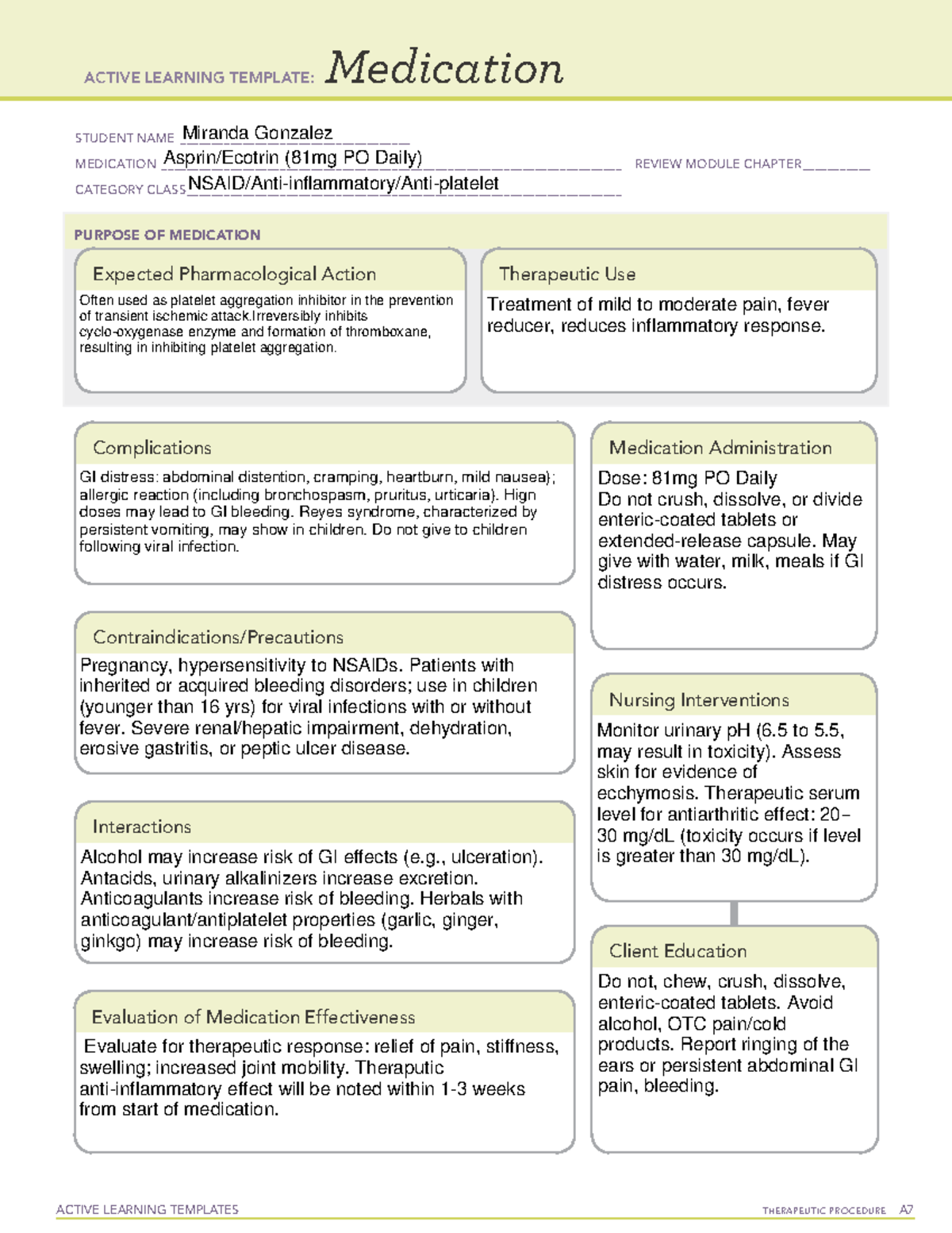 Asprin Drug Card - Saunders Nursing Drug Handbook 2021 E-Book - ACTIVE ...