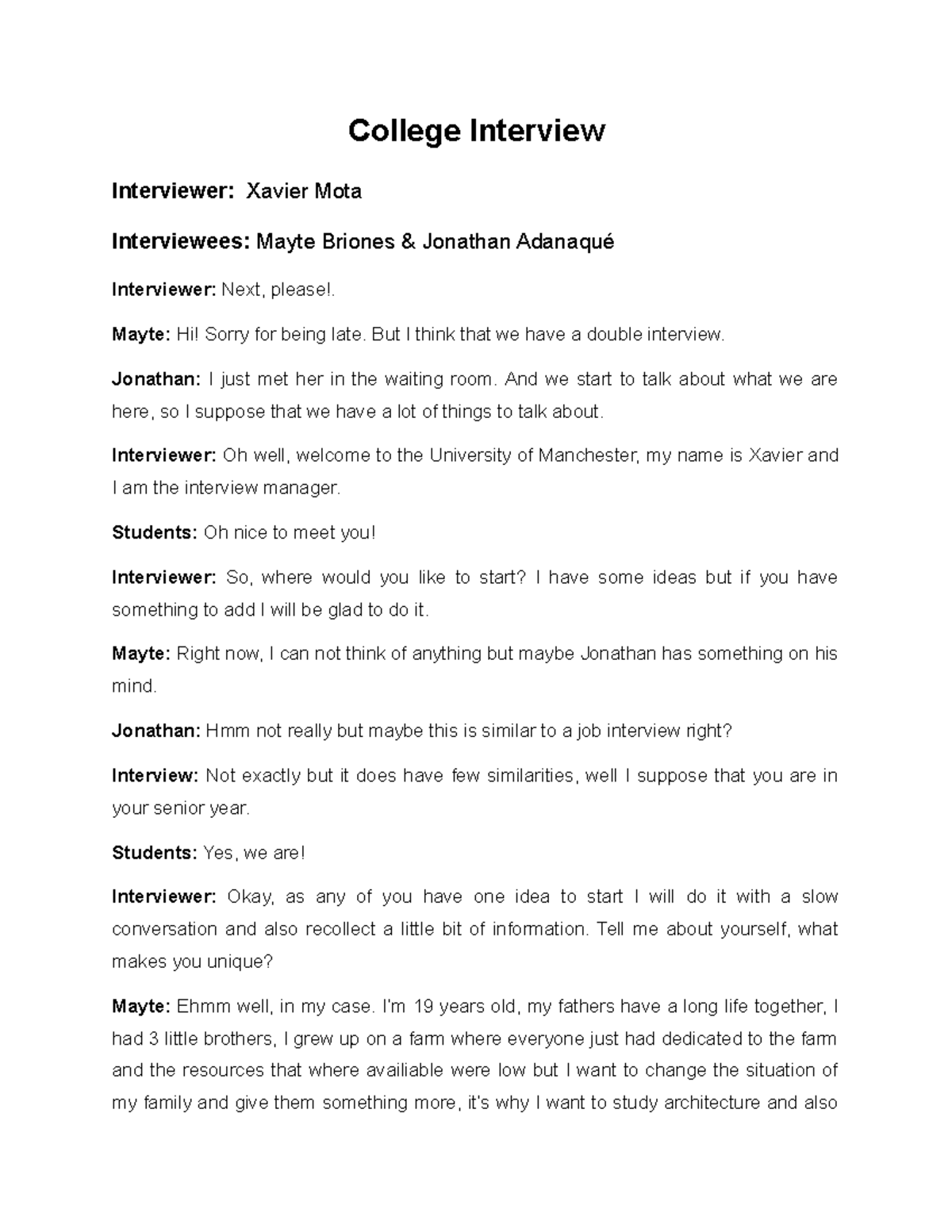 College-Interview-practice#2 structure of an interview-Paola Rodriguez ...