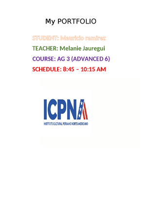 Icpna - BASICO 1 - Good morning teacher, Good morning class my name is ...