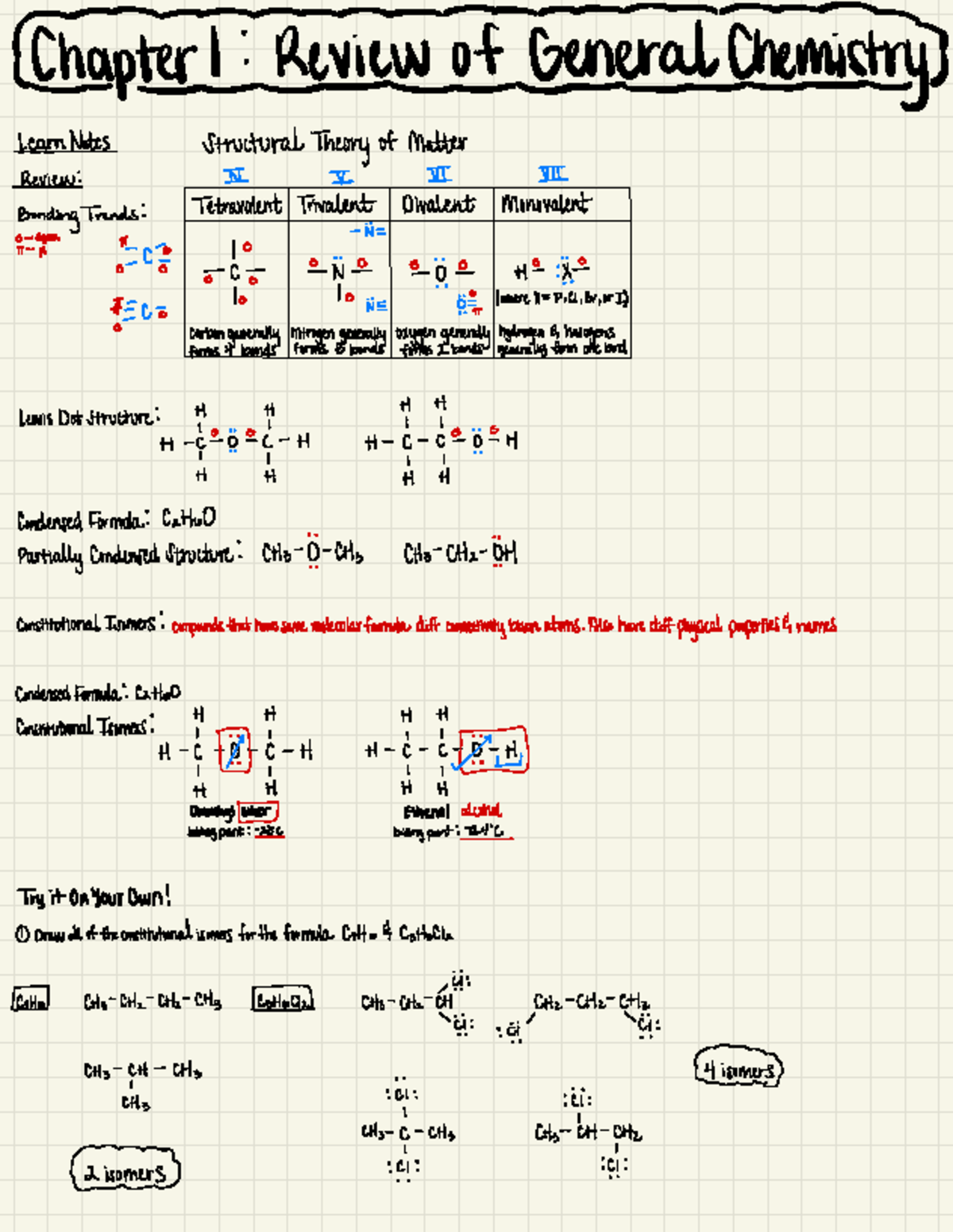 Organic Chemistry I - Chapter 1 Lecture Notes - Chapter I Review of ...