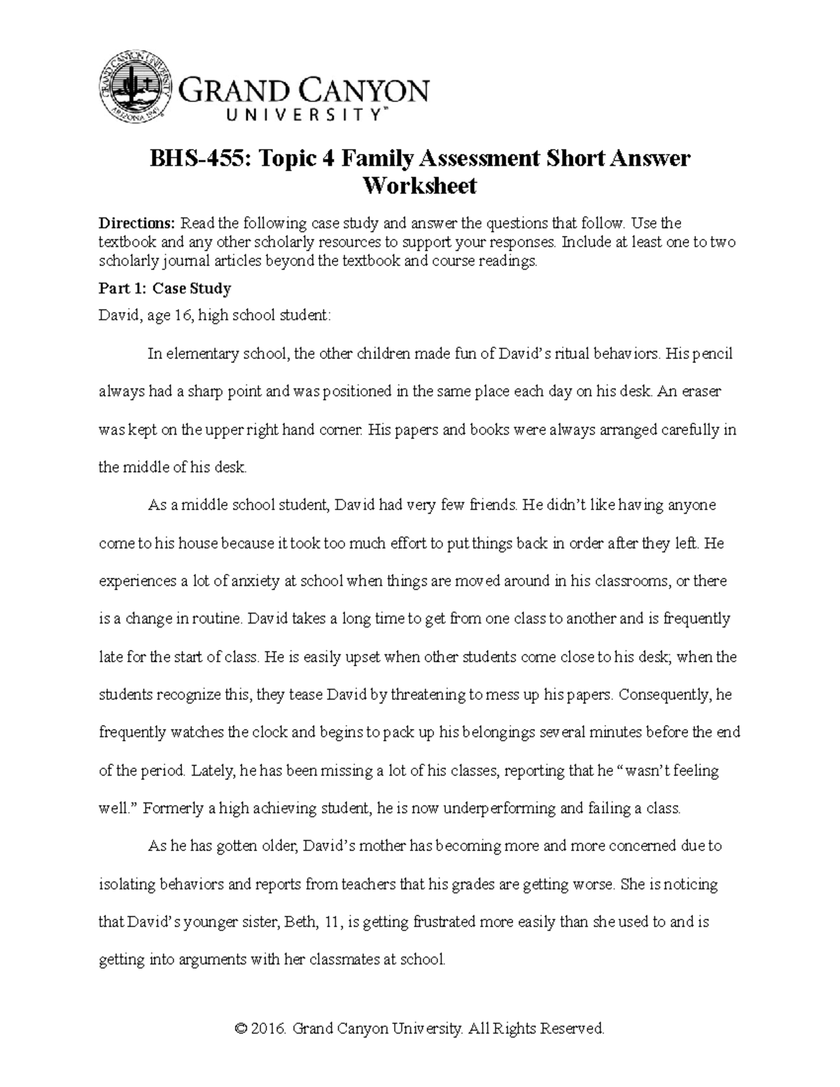 Family Assessment Short Answer - BHS-455: Topic 4 Family Assessment ...