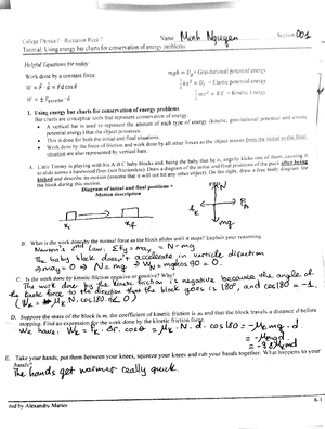 Recitation Homework 1 - Week 1 - PHYS2001 - Studocu