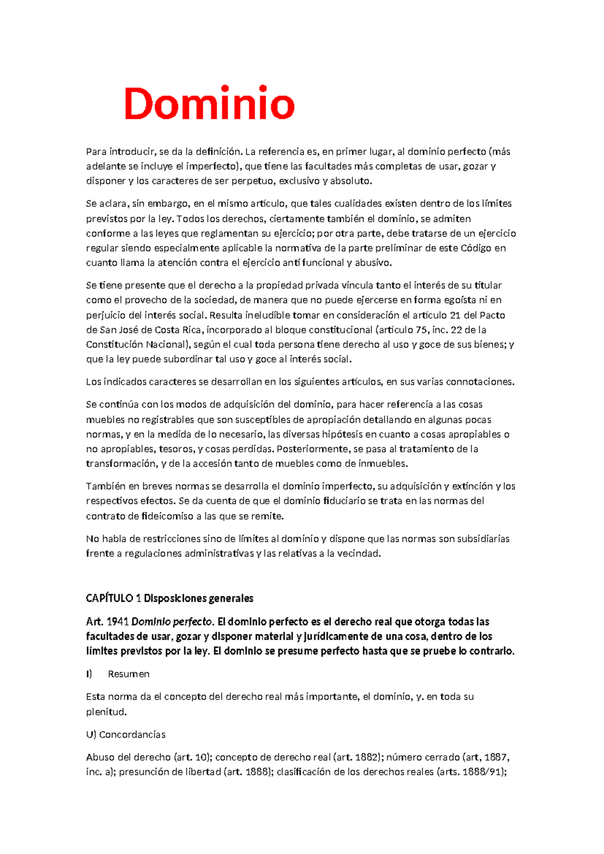 Derechos Reales DE Dominio - Completo - Dominio Para introducir, se da ...