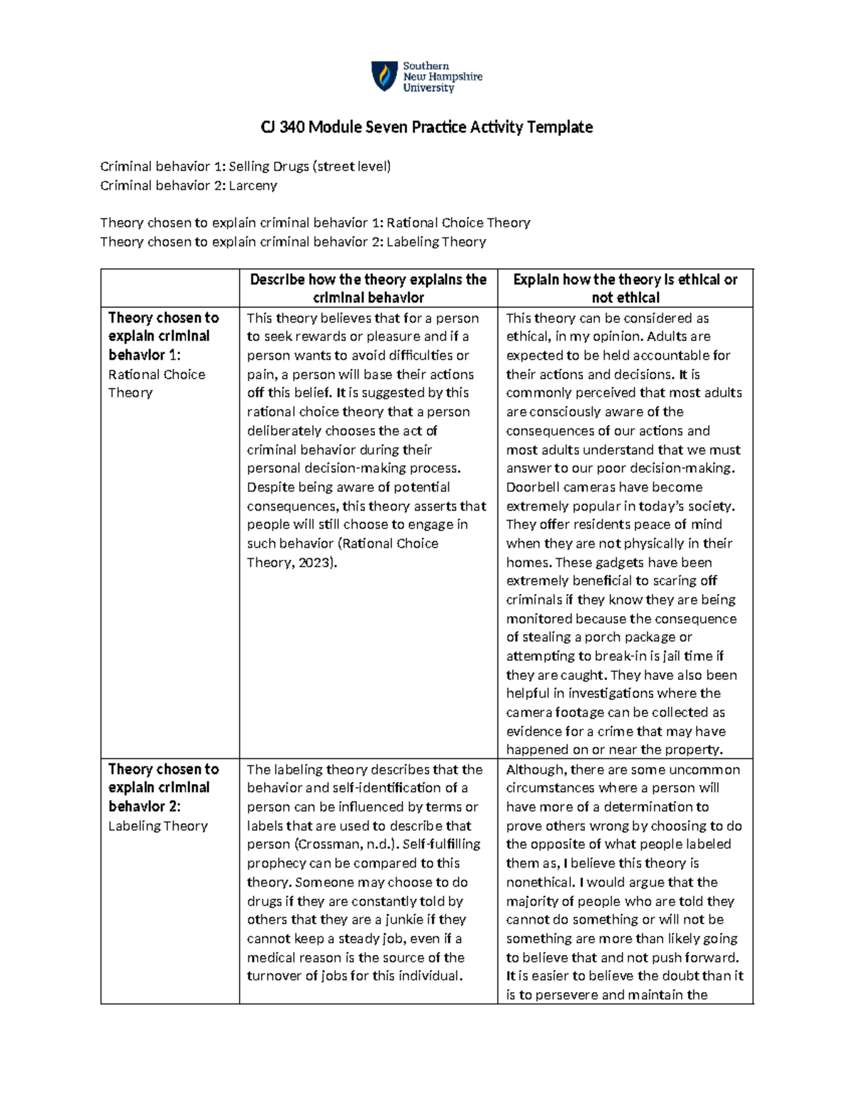 CJ 340 Mod7 Prac Act - cj340 module 7 practice activity - CJ 340 Module Seven Practice Activity ...