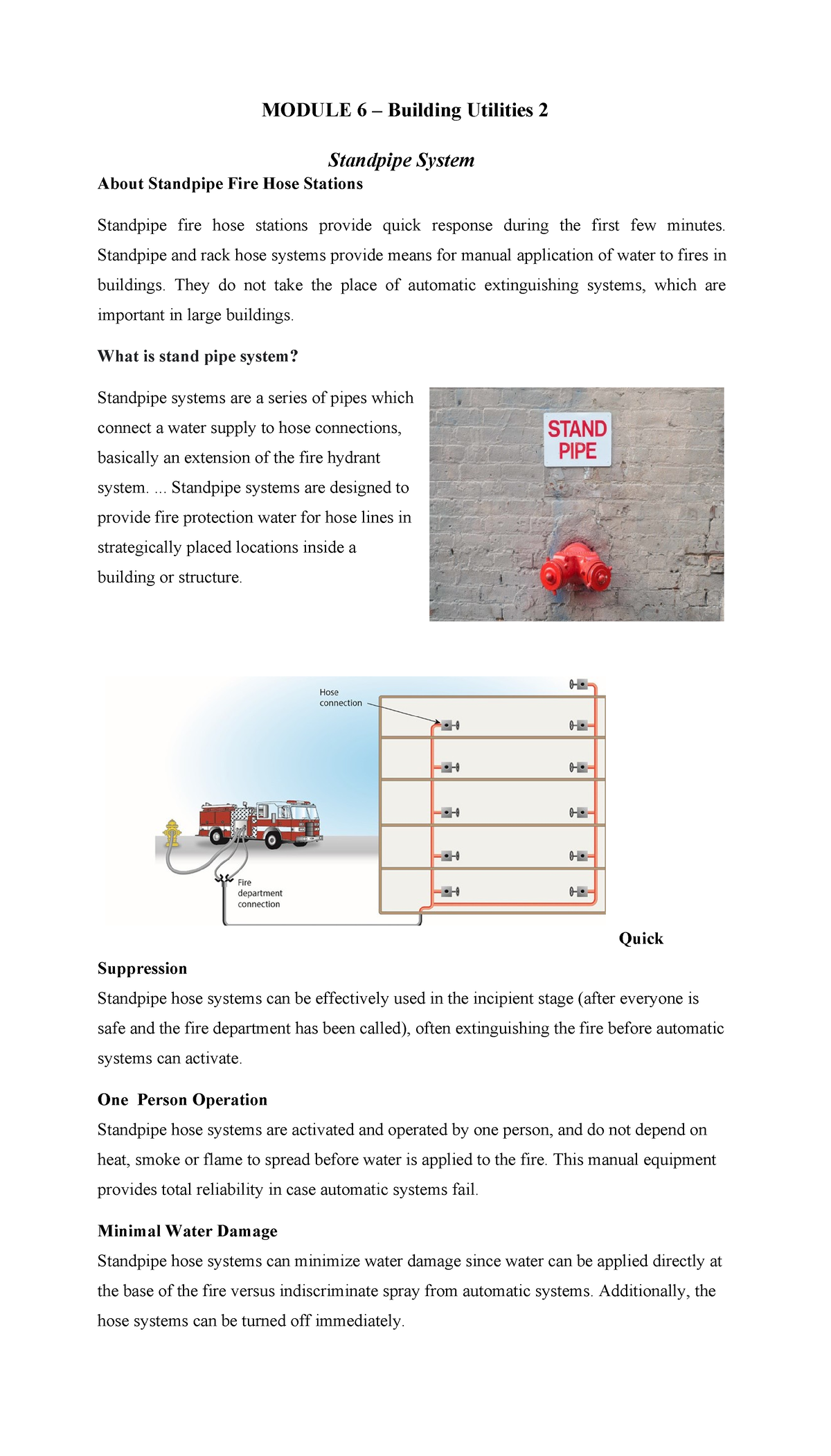 Module 6 Standpipe System - MODULE 6 – Building Utilities 2 Standpipe ...