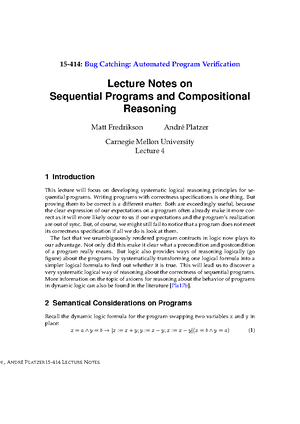 2021 1 44774 1 rcn U1BVfdb - Sequential Programs and Compositional Reasoning - Studocu