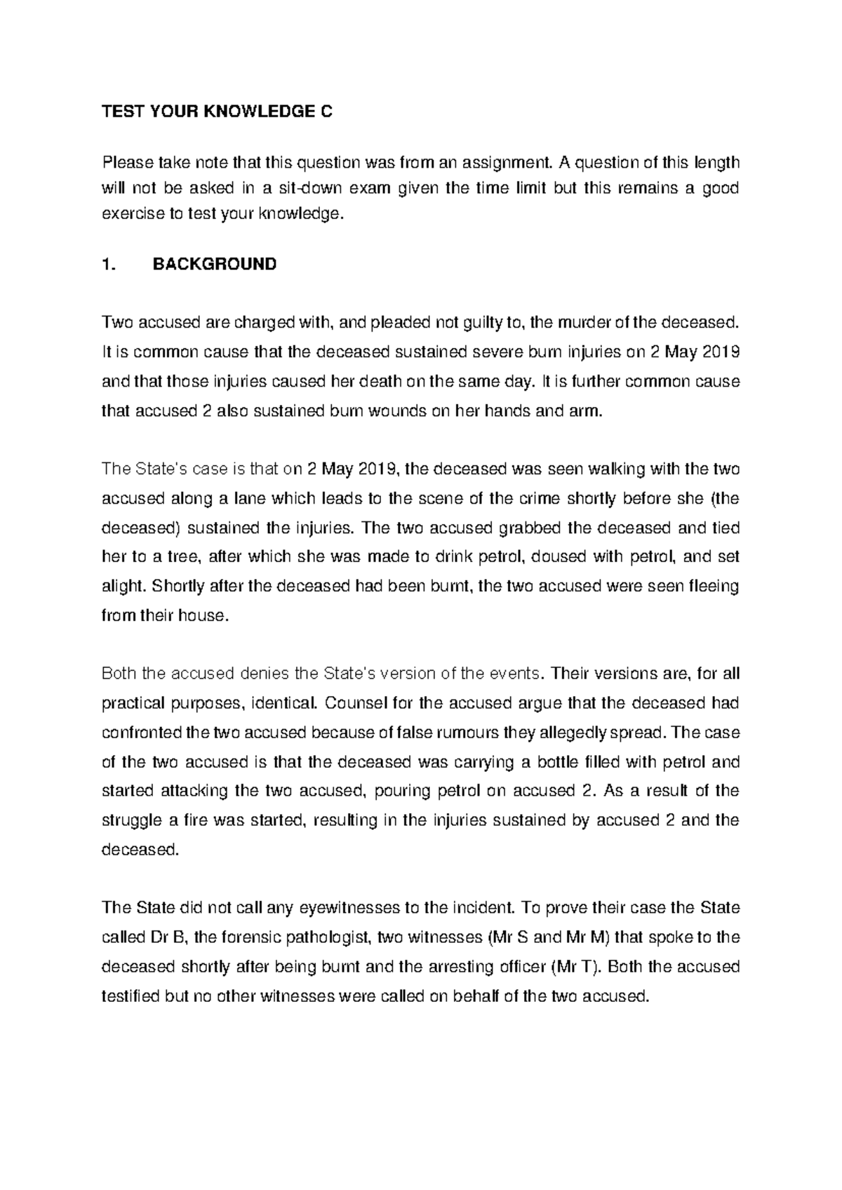 Test Your Knowledge C - TEST - TEST YOUR KNOWLEDGE C Please take note ...