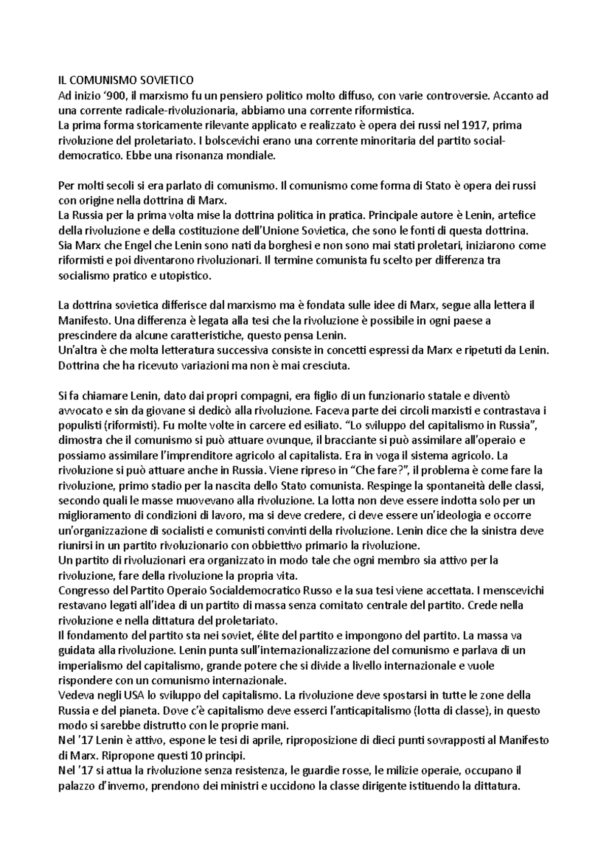 IL Comunismo Sovietico, dal leninismo allo stalinismo - IL COMUNISMO ...