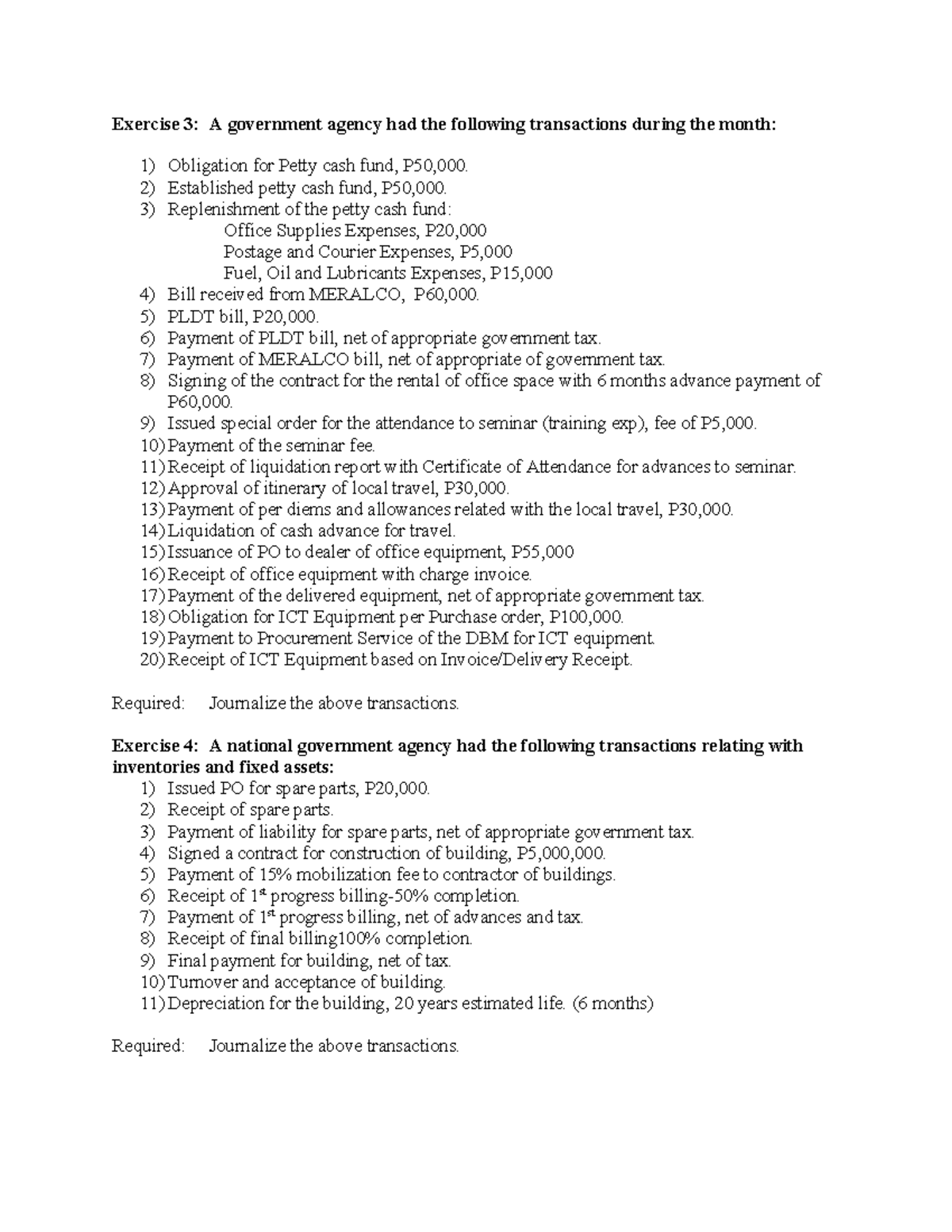 679299135 ACCO 30033 Govacc Exercises 3 and 4 - Exercise 3: A ...