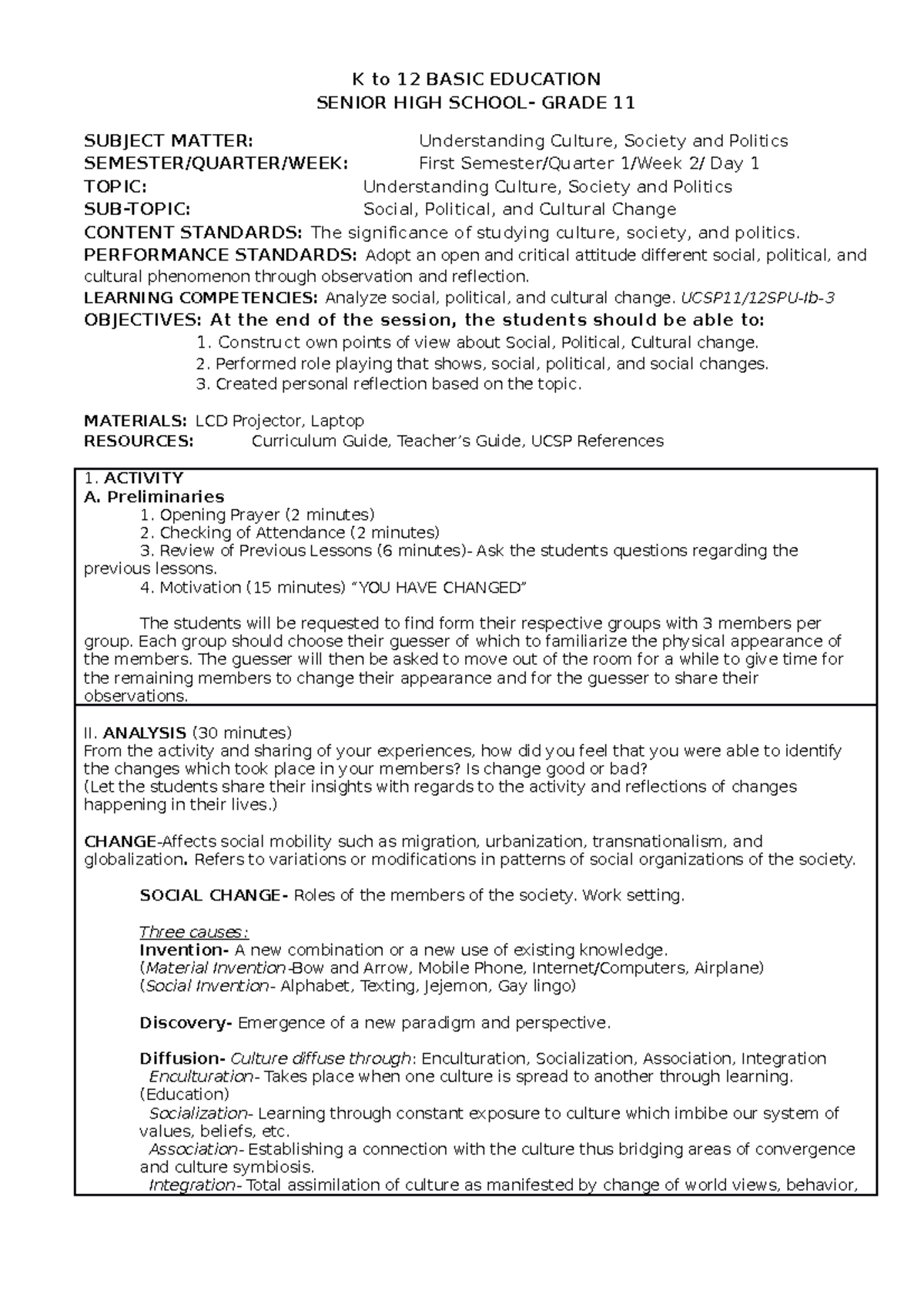 430594273 Detailed Lesson Plan Understanding Culture Society and ...