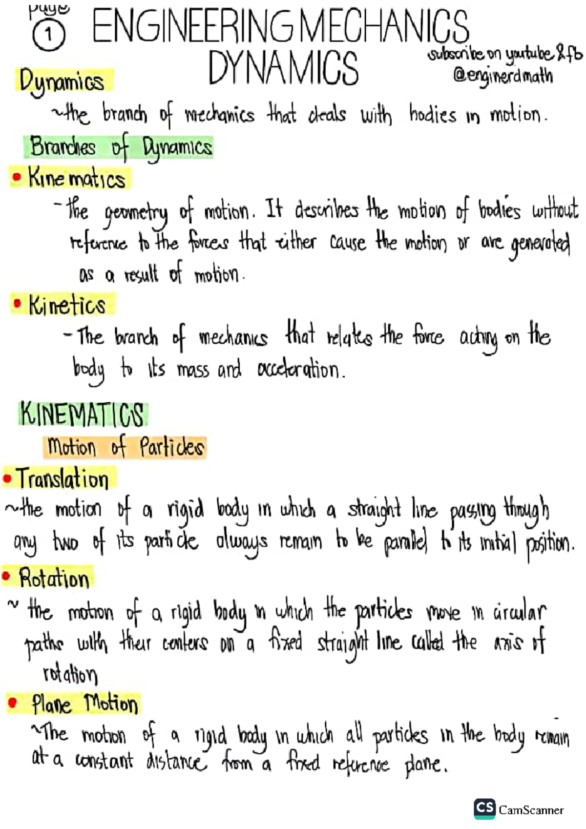 Dynamic Of Rigid bodies - BS-mechanical Engineering - Studocu